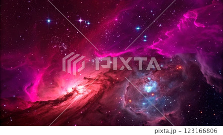 Pink space nebula clouds among star pigs のイラスト素材 [123166806] - PIXTA