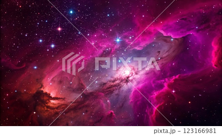 Pink space nebula clouds among star pigsのイラスト素材 [123166981] - PIXTA