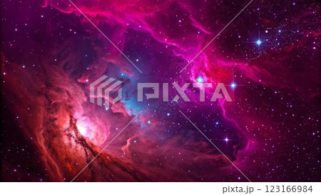 Pink space nebula clouds among star pigsのイラスト素材 [123166984] - PIXTA