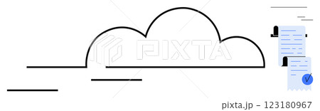 A simplistic design of a cloud symbolizes cloud...のイラスト素材 [123180967] - PIXTA