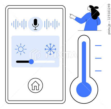 Smart temperature control interface with voice...のイラスト素材 [123181249 ...