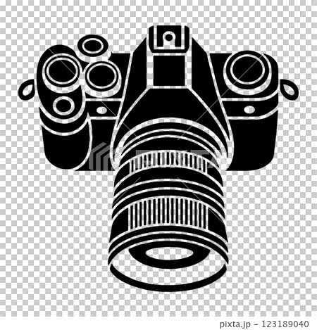 Black silhouette illustration of a high-end SLR... - Stock Illustration ...