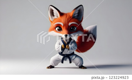 determined fox in a karate uniform depicted in...のイラスト素材 [123224923 ...