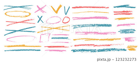 Doodle emphasis set. Crayon underline, cross,...のイラスト素材 [123232273] - PIXTA