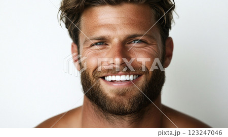 Close-up portrait of a smiling man with a...のイラスト素材 [123247046] - PIXTA