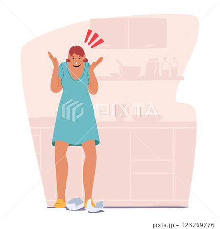 Sad unhappy woman cartoon character breaking...のイラスト素材 [123269776] - PIXTA