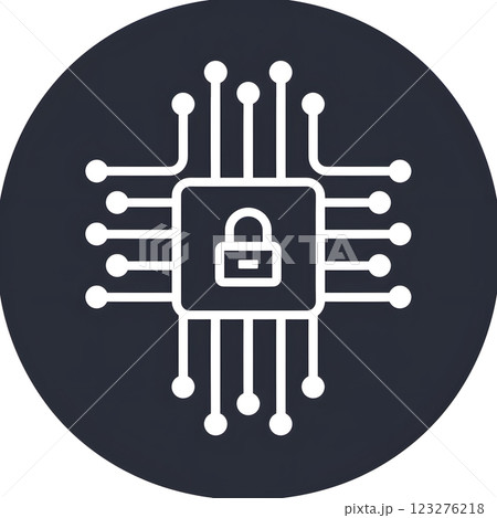 A computer chip with a padlock symbol in a...のイラスト素材 [123276218] - PIXTA