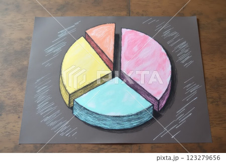 Hand-Drawn Pastel Pie Chart with Chalk Textureのイラスト素材 [123279656] - PIXTA
