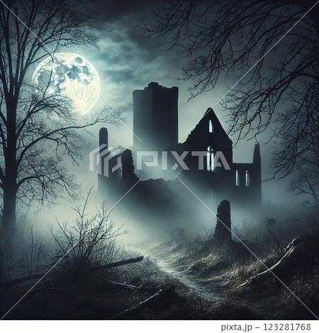 Moonlit Castle Ruinsのイラスト素材 [123281768] - PIXTA