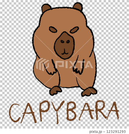 Hand drawn crayon illustrations of capybara for...のイラスト素材 [123291293 ...