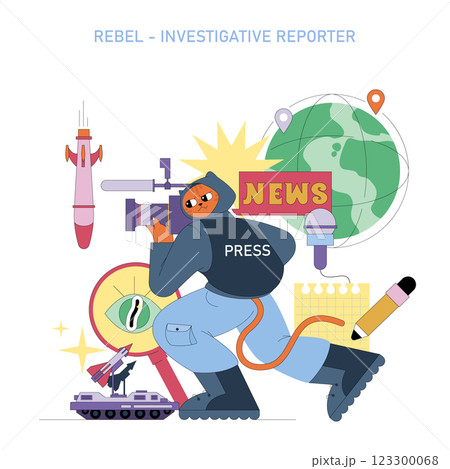 Rebel Investigative Reporter concept. An...のイラスト素材 [123300068] - PIXTA