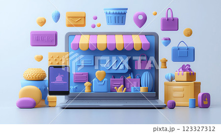 3D icons representing various marketing...のイラスト素材 [123327312] - PIXTA