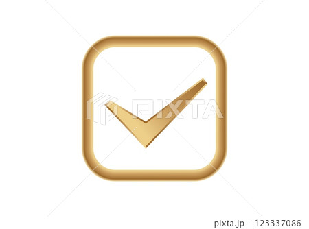 Golden checkbox icon with check markのイラスト素材 [123337086] - PIXTA