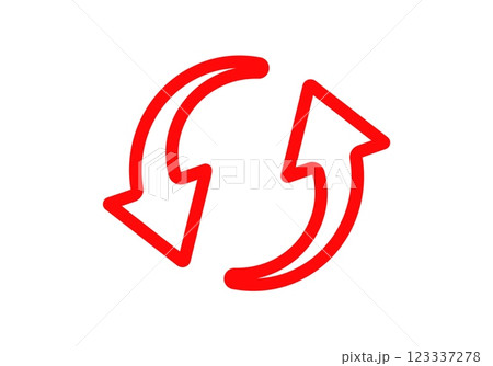 Red circular arrows symbol indicating change or...のイラスト素材 [123337278 ...