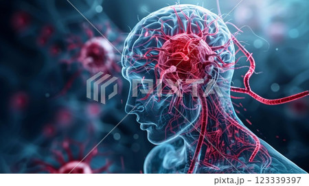 This artwork depicts the brain affected by...のイラスト素材 [123339397] - PIXTA