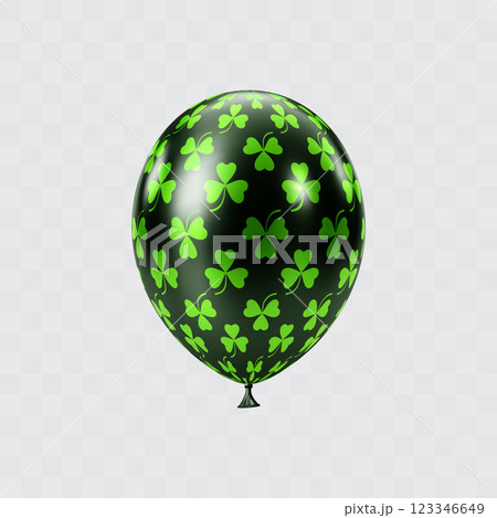 Black green 3D realistic balloon with clover...のイラスト素材 [123346649] - PIXTA