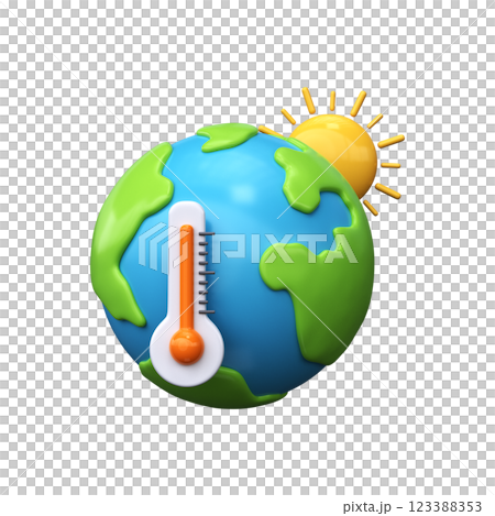 3d global warming icon with thermometer....のイラスト素材 [123388353] - PIXTA