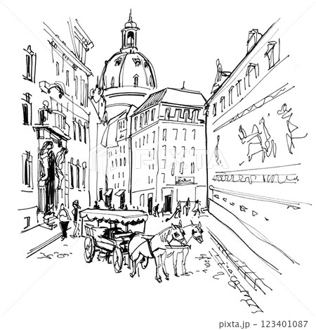 Dresden, Germany. Freehand drawing sketchのイラスト素材 [123401087] - PIXTA