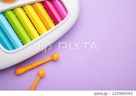 Colorful xylophone on purple background. Space for text | materials ...