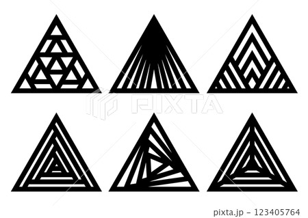 Collection of six black triangles with unique...のイラスト素材 [123405764] - PIXTA