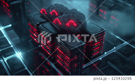 Isometric view of interconnected server racks...のイラスト素材 [123410298] - PIXTA