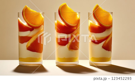 Elegant orange mousse with fresh orange slices...のイラスト素材 [123452293 ...