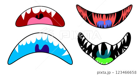 Funny cartoon monster mouth. Creature lips with...のイラスト素材 [123466658 ...