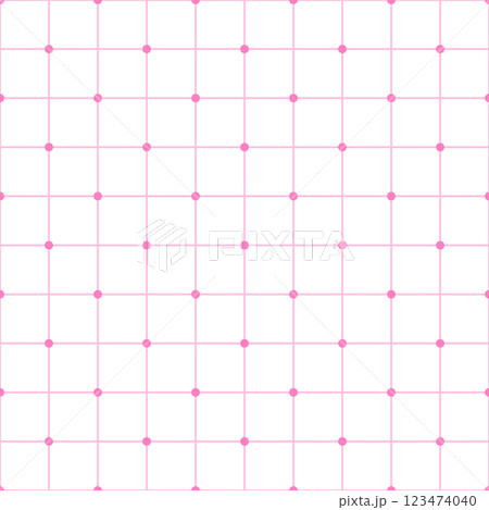 Minimalist Pink Grid Seamless Pattern with Dots...のイラスト素材 [123474040 ...