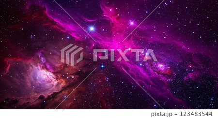 Pink space nebula clouds among star pigsのイラスト素材 [123483544] - PIXTA