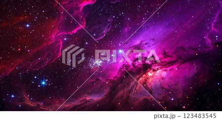 Pink space nebula clouds among star pigsのイラスト素材 [123483545] - PIXTA