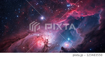 Pink space nebula clouds among star pigsのイラスト素材 [123483550] - PIXTA