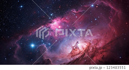 Pink space nebula clouds among star pigsのイラスト素材 [123483551] - PIXTA