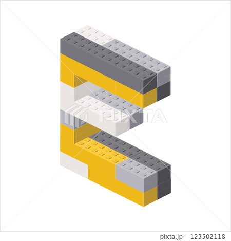 Letter E in isometric view assembled from...のイラスト素材 [123502118] - PIXTA