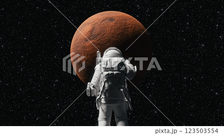 Astronaut observing mars rotating in space. 3d...のイラスト素材 [123503554] - PIXTA