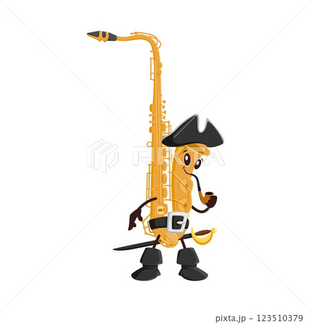 Cartoon saxophone musical instrument pirate and...のイラスト素材 [123510379 ...