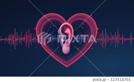 An ear incorporated into a heart shape,...のイラスト素材 [123518701] - PIXTA