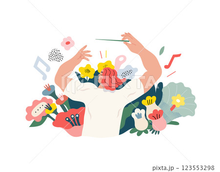 Life Unframed: Flower orchestra -modern flat...のイラスト素材 [123553298] - PIXTA