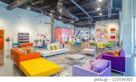 Modern colorful office lounge with vibrant...のイラスト素材 [123556303] - PIXTA