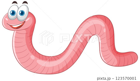 Happy Cartoon Earthworm Vector Illustrationのイラスト素材 [123570001] - PIXTA