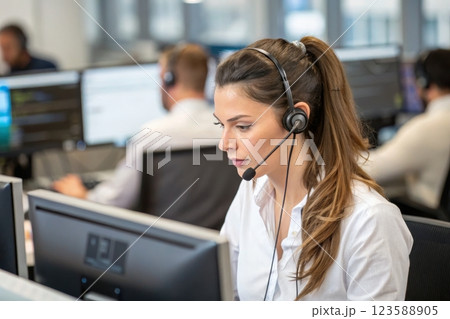 Customer Service Excellence Female Agent in...のイラスト素材 [123588905] - PIXTA