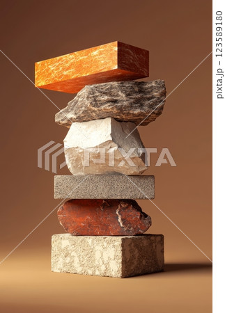 Minimalist Stacked Stone Structure in Close-Up...のイラスト素材 [123589180 ...