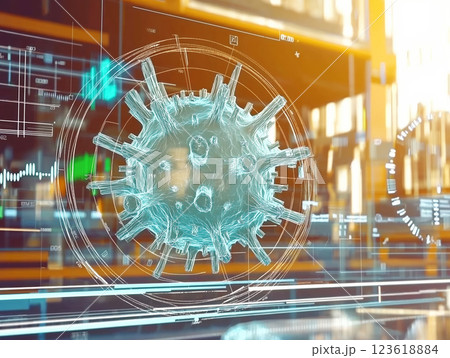 Futuristic digital visualization of a magnified...のイラスト素材 [123618884 ...