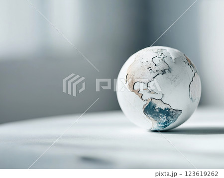 Minimalist small globe with a textured surface...のイラスト素材 [123619262 ...