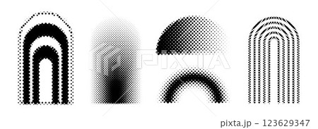 Black halftone arch set. Different pixelated...のイラスト素材 [123629347] - PIXTA