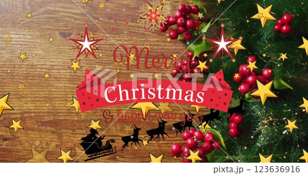 Image of merry christmas and happy new year...のイラスト素材 [123636916] - PIXTA