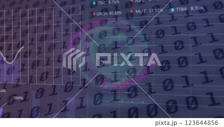 Image of financial data processing over binary...のイラスト素材 [123644856] - PIXTA
