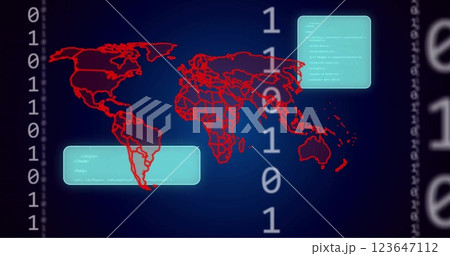 Image of world map, binary coding and data...のイラスト素材 [123647112] - PIXTA