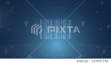Image of cube bar code and data processing over...のイラスト素材 [123647148] - PIXTA