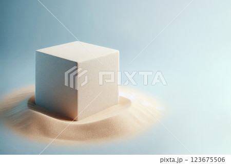 A white cube on the sand with soft shadows....のイラスト素材 [123675506] - PIXTA