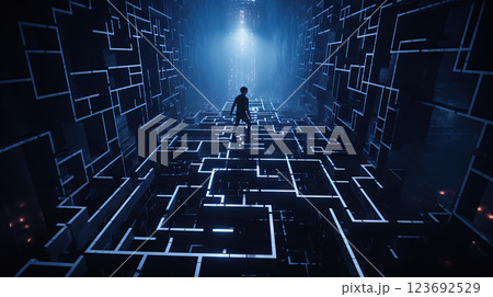Alien base interior with laser labyrinth in 80s...のイラスト素材 [123692529 ...
